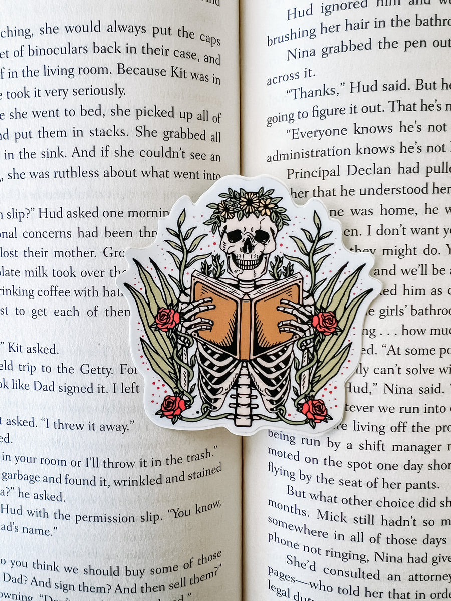Skeleton Reader Sticker | Inkwell Threads